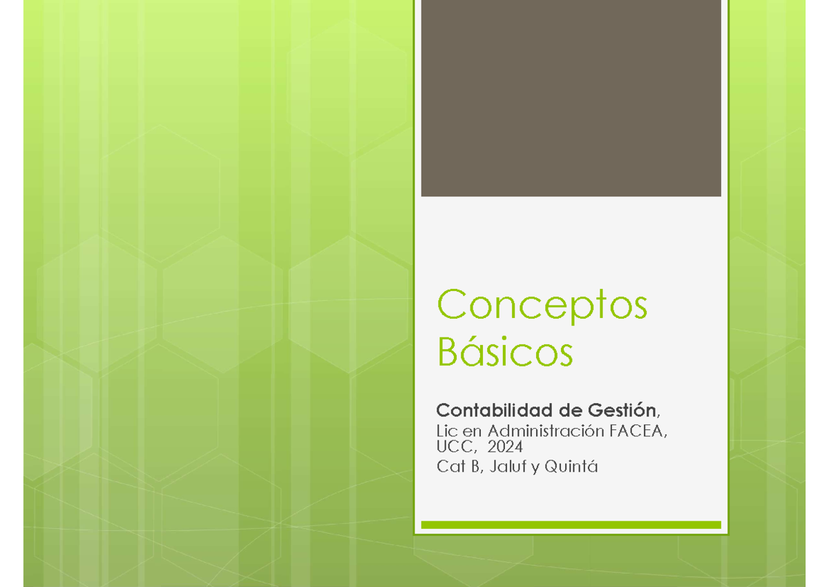 Capitulo I - Conceptos Generales - Conceptos Básicos Contabilidad de Gestión, Lic en ...
