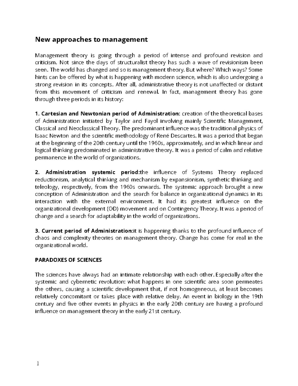 New approaches to administration. - New approaches to management ...