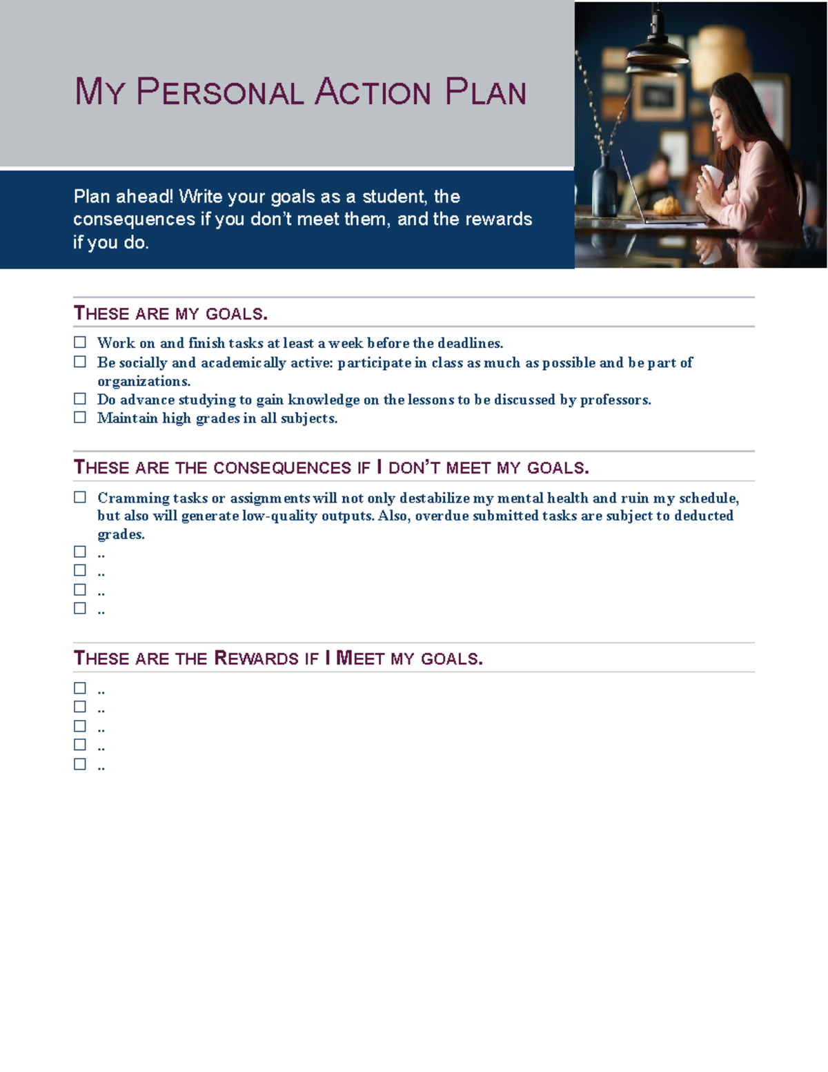 My Personal Action Plan - Template - MY PERSONAL ACTION PLAN Plan ahead ...