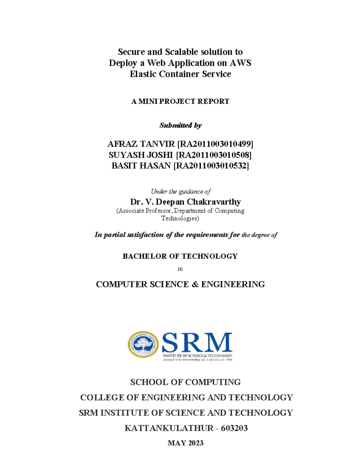 Devops Report Final-1-2 - Secure and Scalable solution to Deploy a Web Application on AWS ...