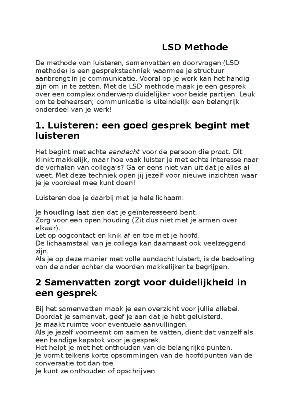 LSD Methode - LSD Methode De methode van luisteren, samenvatten en ...