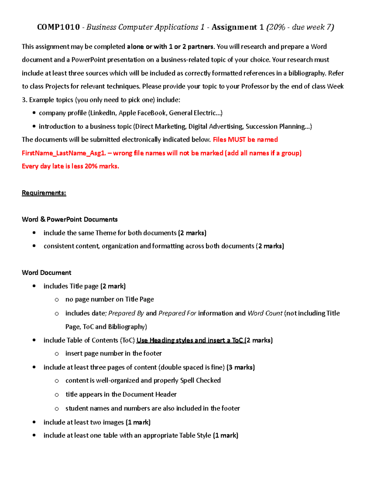1676847723 COMP1010Assignment 1 - COMP1010 - Business Computer ...