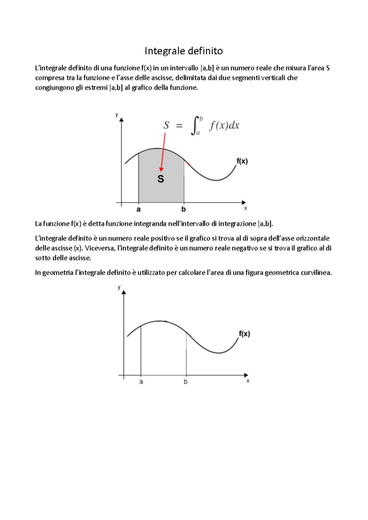 Integrale definito - Riassunto Analisi Matematica - Integrale definito ...