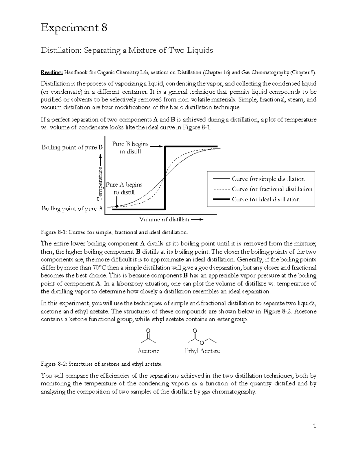 8 - Distillation - Experiment 8 Distillation: Separating a Mixture of ...