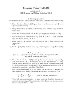Measure Theory Assignment 1 2020/2021 - MA359 “Measure Theory” Oleg ...