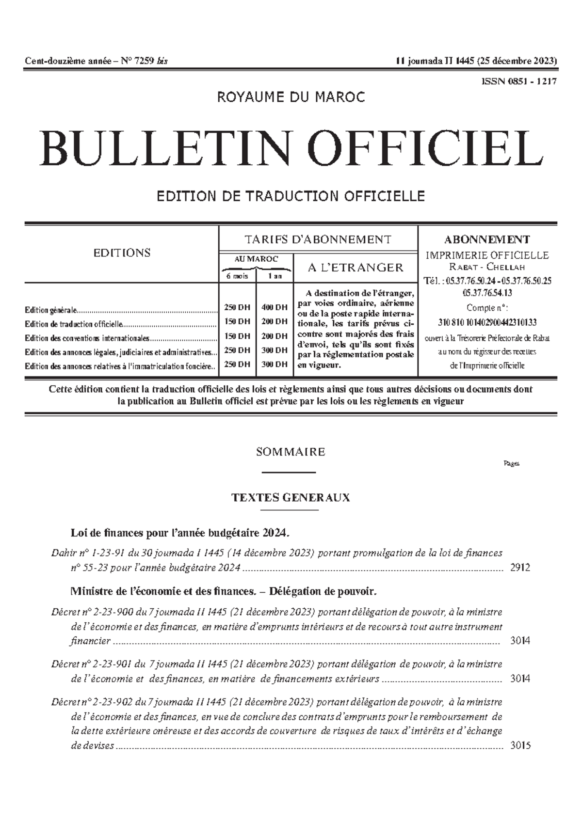BO 7259-bis fr - { ROYAUME DU MAROC BULLETIN OFFICIEL EDITION DE ...