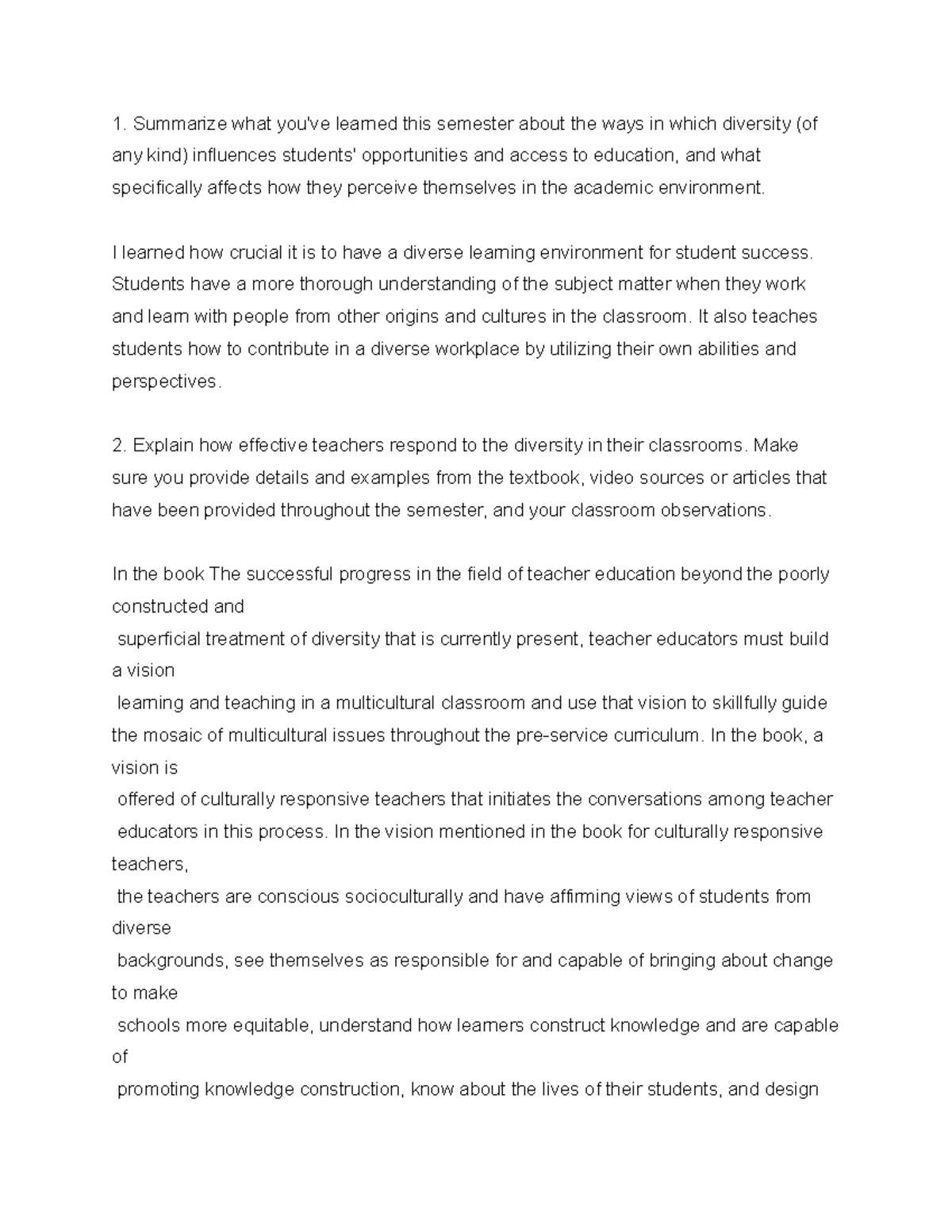 Discussion final - Bio in science - Summarize what you've learned this ...