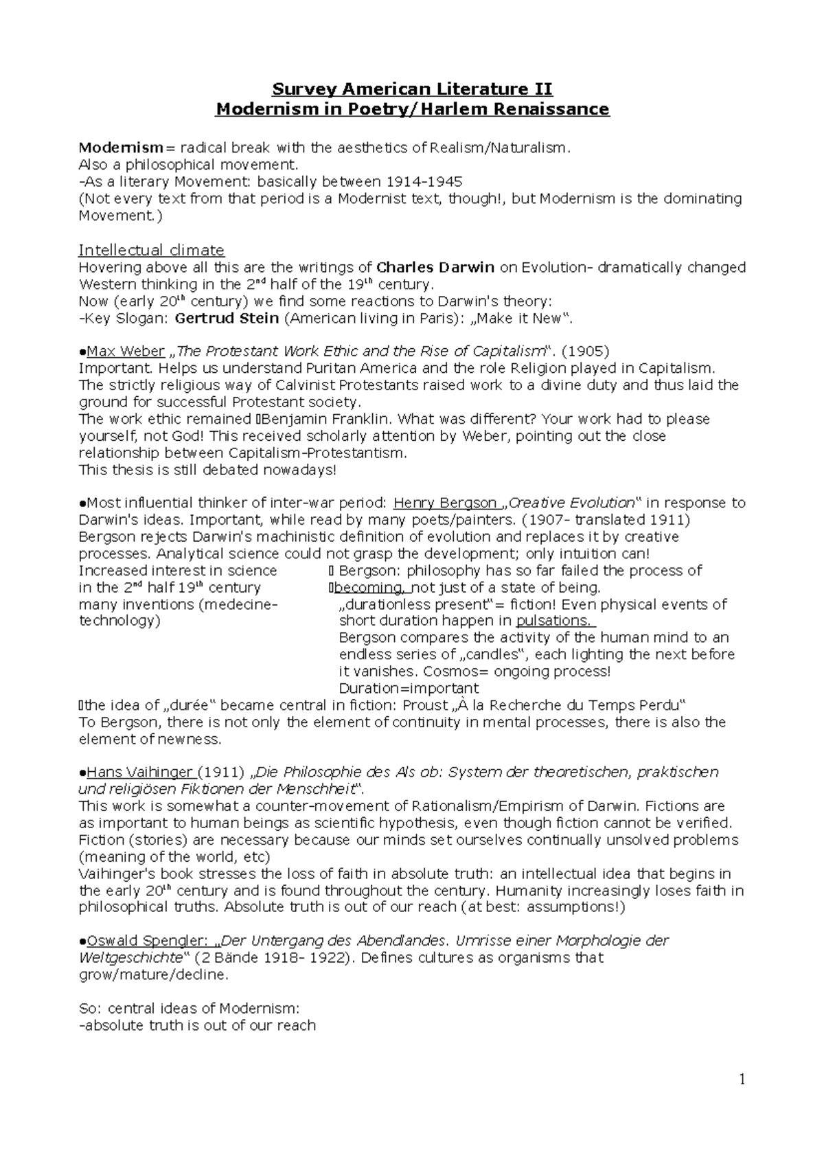 Modernism in Poetry Harlem Renaissance - Survey American Literature II ...