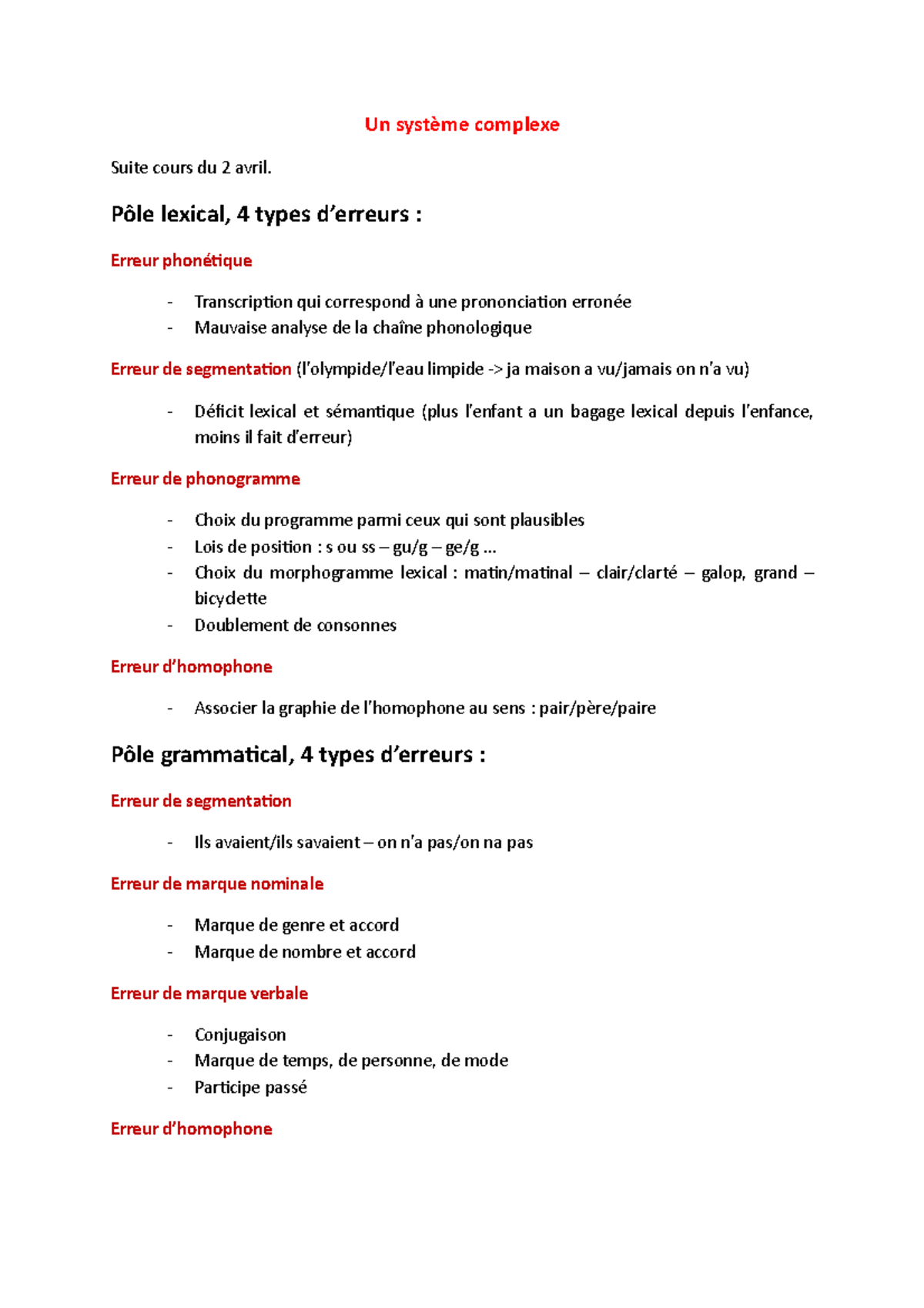 Un système complexe - notes de cours, introduction au métier de l ...