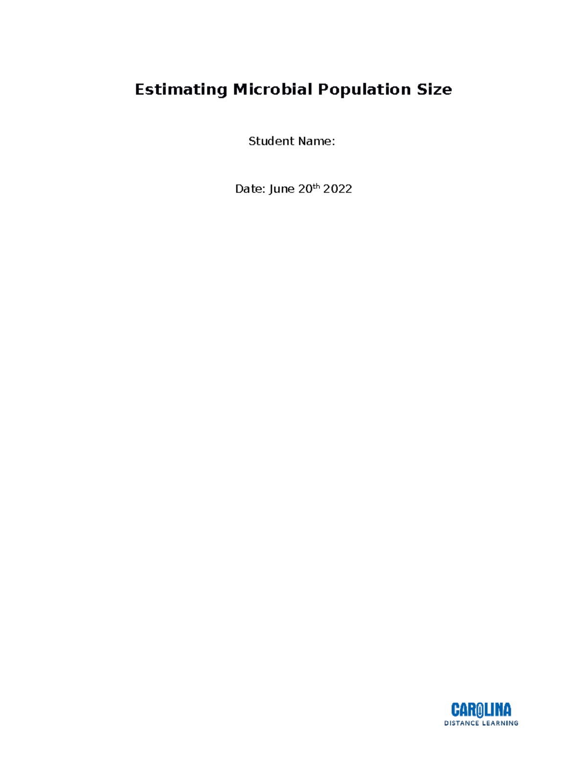 Lab Report 6 Estimating Microbial Population Size Estimating