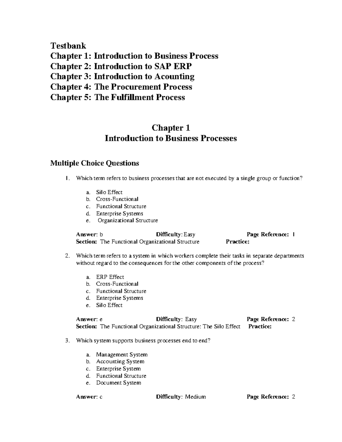 Testbank ch01 05 - sdfsadf - Testbank Chapter 1: Introduction to ...