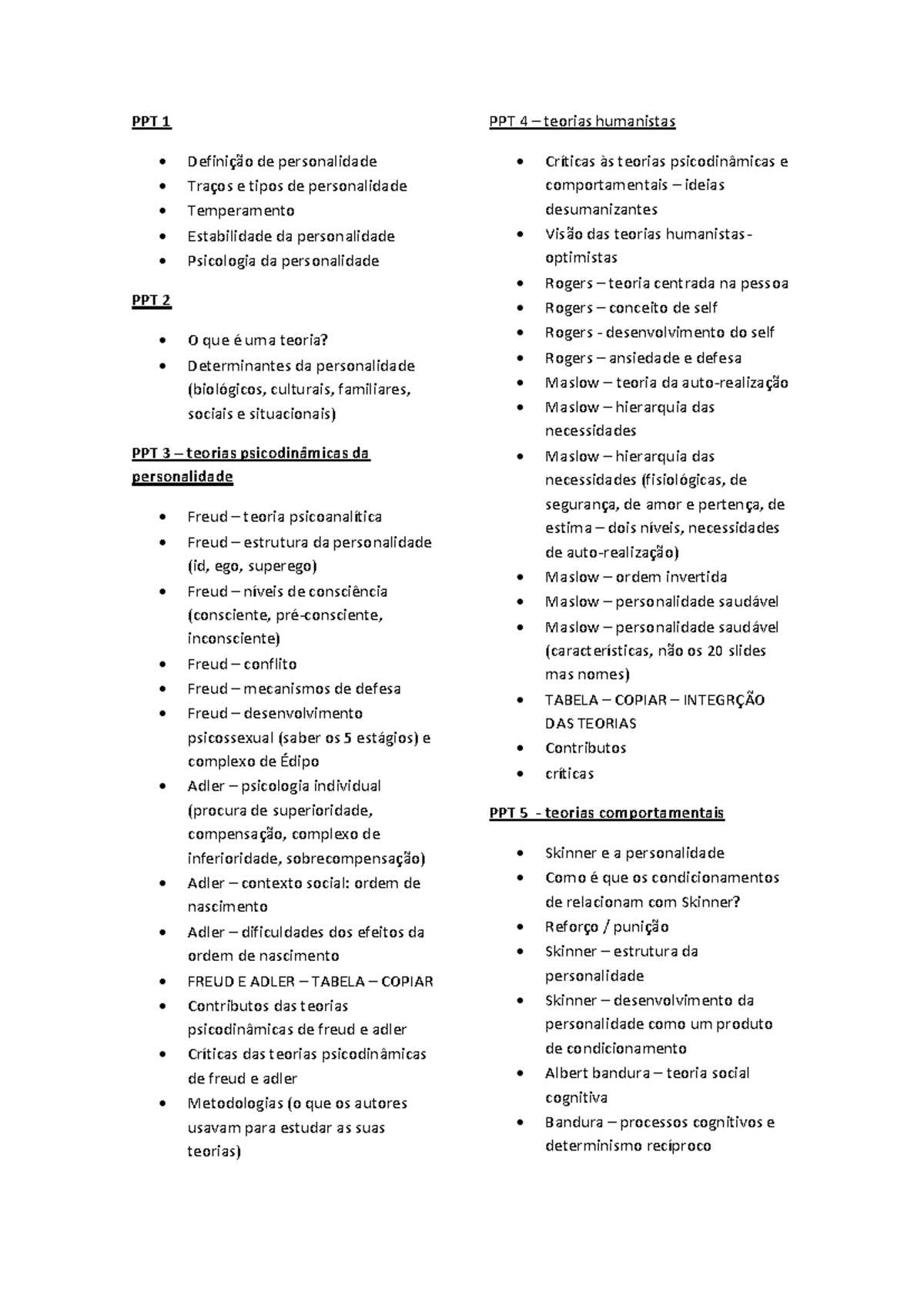 Resumo de Teorias da Personalidade - PPT 1 Definição de personalidade ...