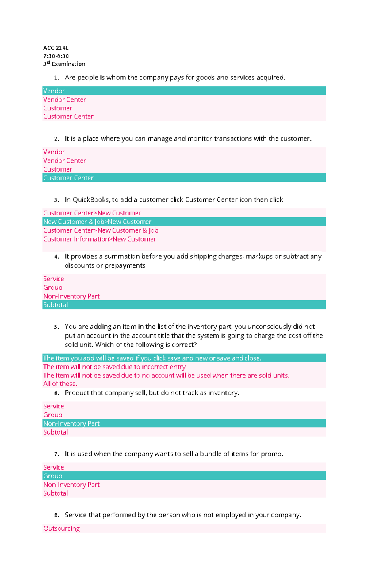 Acc214 merge - Audit Problems - practice materials - ACC 214L 7:30-9: 3 ...