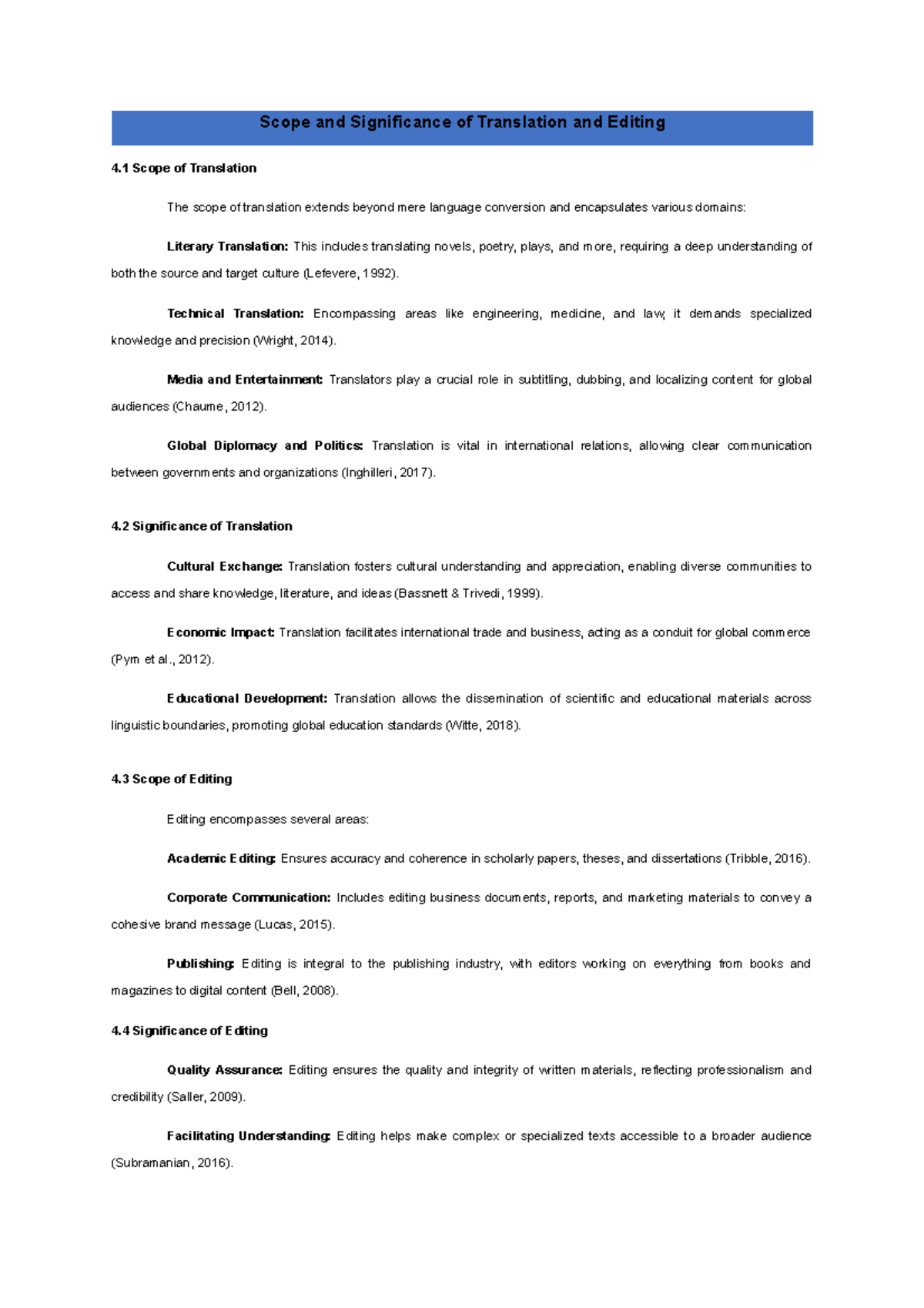 Lesson-2 - Translation and Editing - Scope and Significance of ...