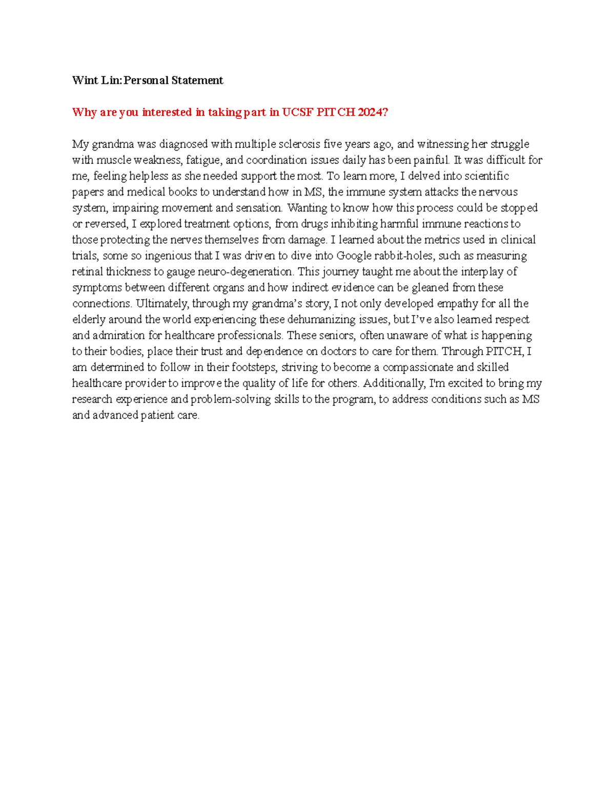 Happy Days and Sad Days - Wint Lin:Personal Statement Why are you ...