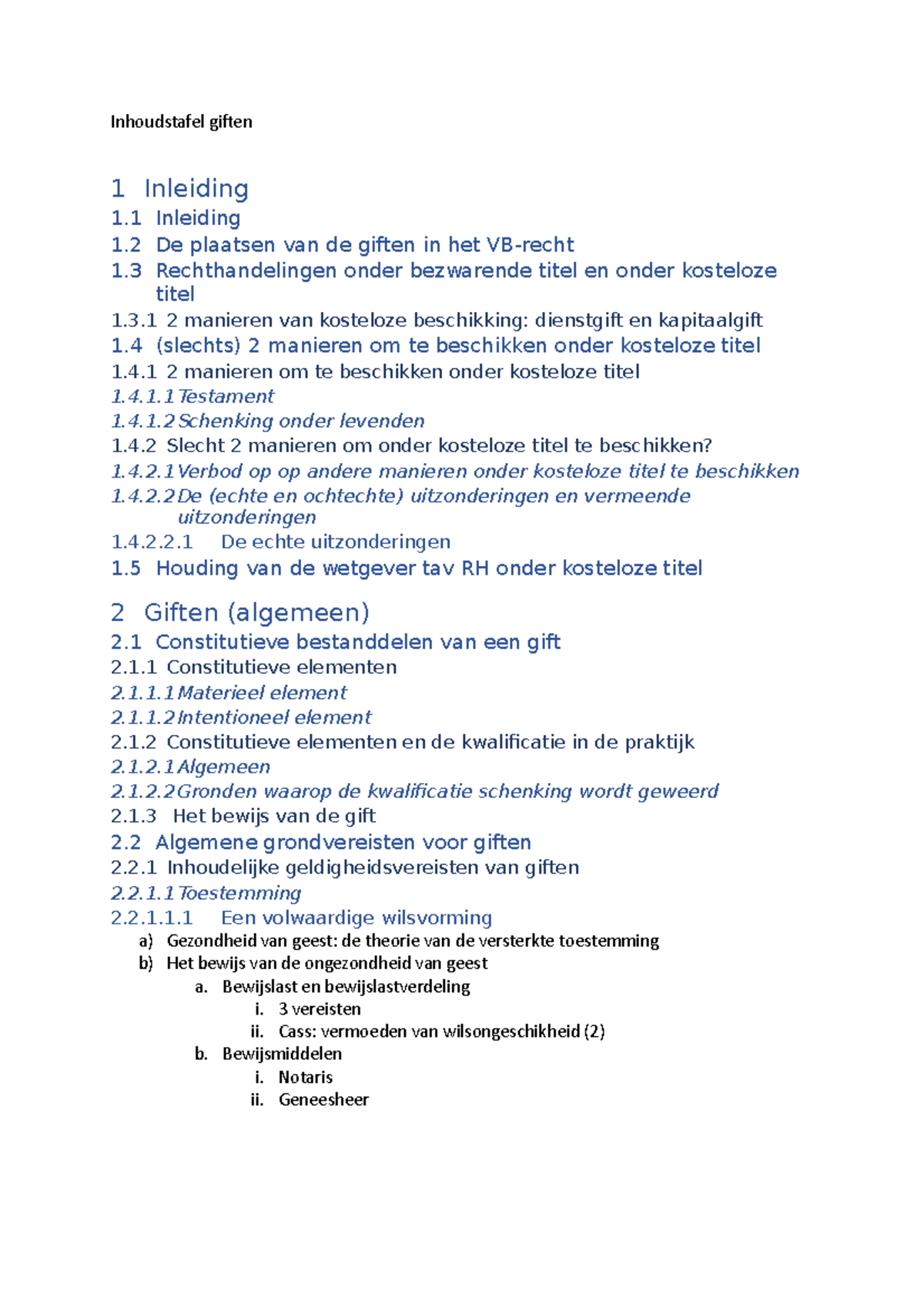 Inhoudstafel giften - samenvatting - Inhoudstafel giften 1 Inleiding 1 ...