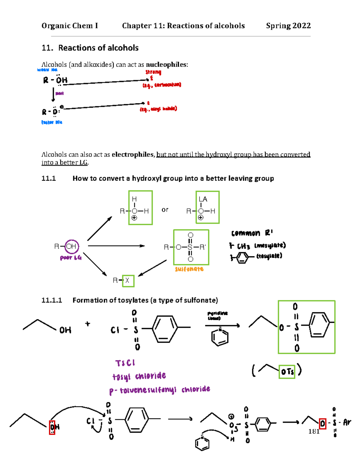 Chapter 11 Reactions of Alcohols - 181 ####### 11. Reactions of ...