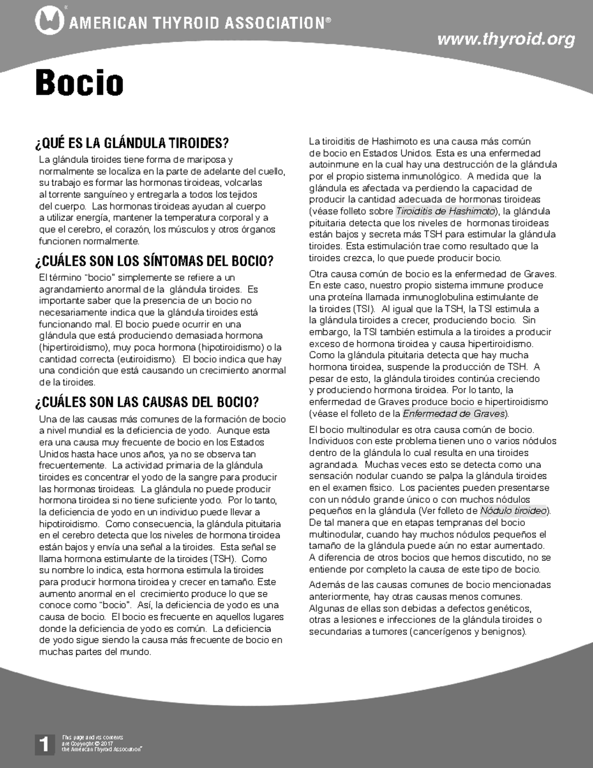 BOCIO FISIOPATOLOGIA - AMERICAN THYROID ASSOCIATION ® This page and its ...