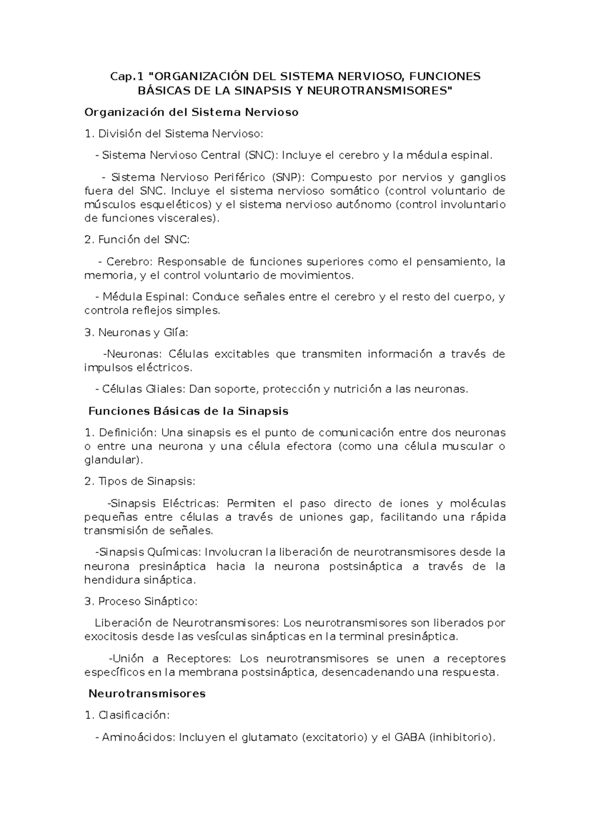 Fisiologia Neuro - Cap "ORGANIZACIÓN DEL SISTEMA NERVIOSO, FUNCIONES ...