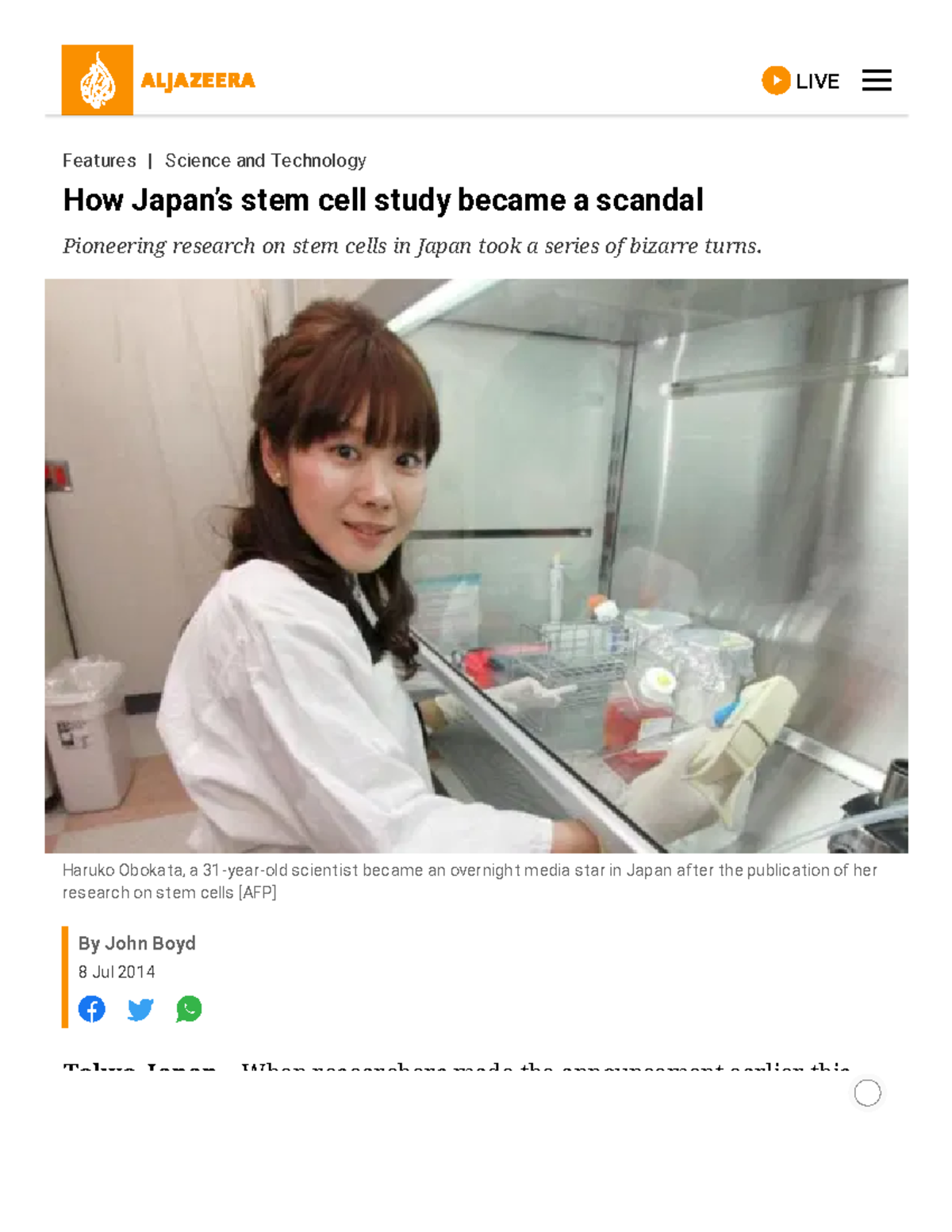 M1.2.1 How Japan’s stem cell study became a scandal Health Al Jazeera ...