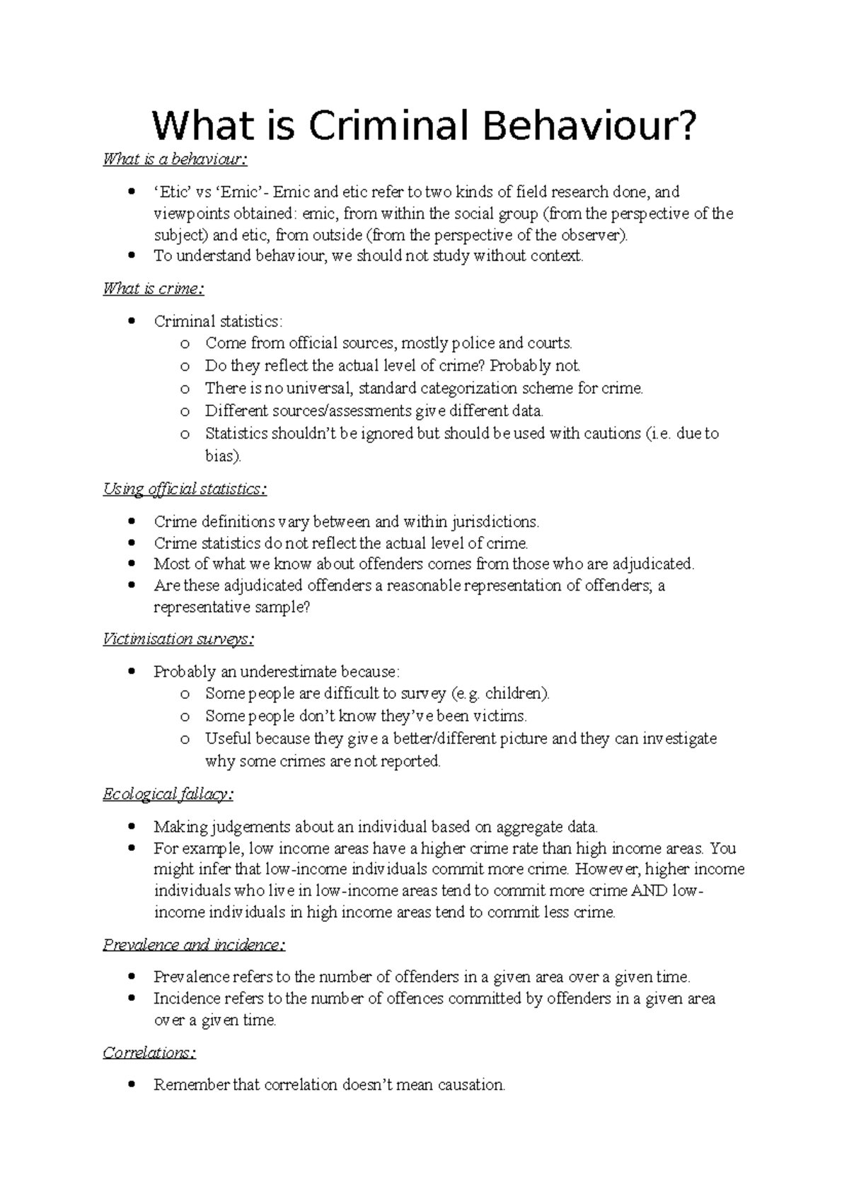 Topic 1- What is Criminal Behaviour - What is Criminal Behaviour? What ...