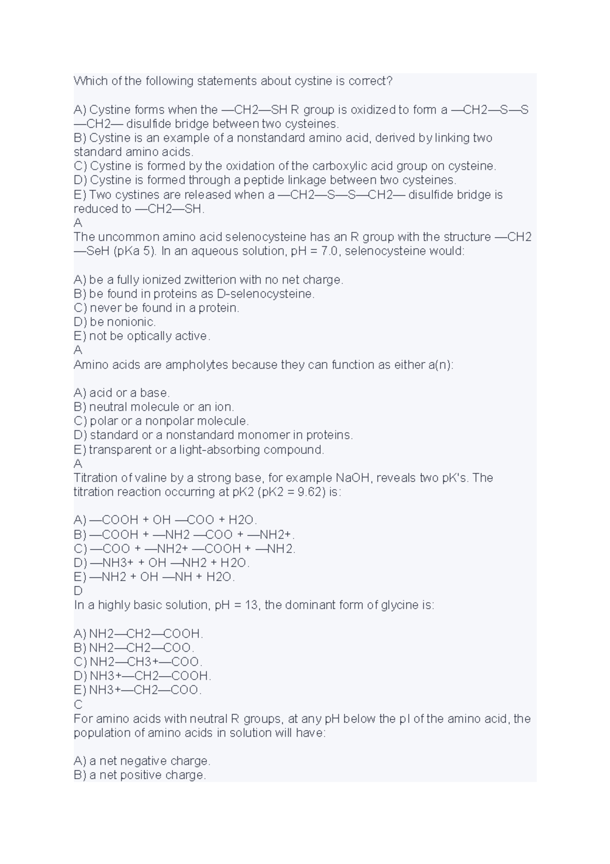 questions/notes/ study guide - Which of the following statements about ...