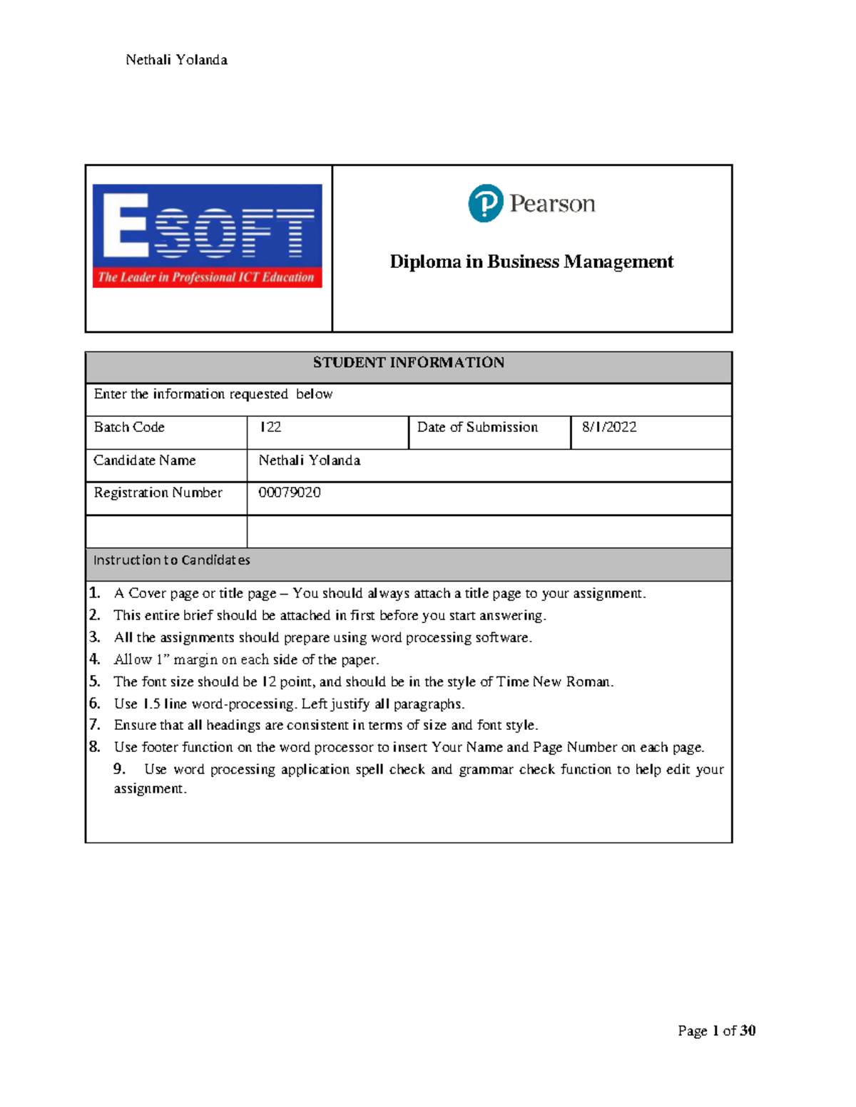 Upload - dialog company report - Diploma in Business Management STUDENT ...