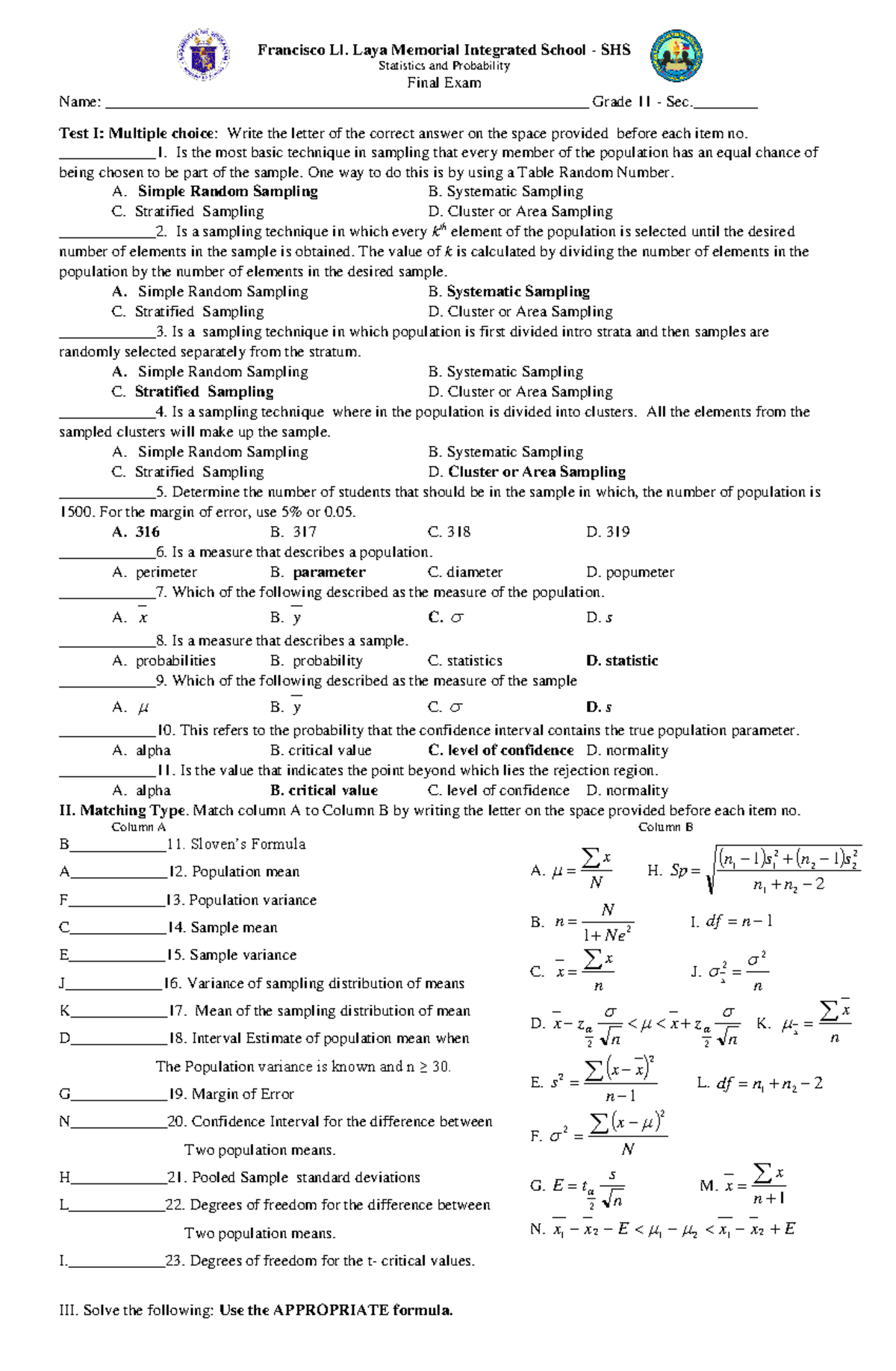 Grade-11-final-stat-and-prob-sy2019-2020-final-exam compress ...