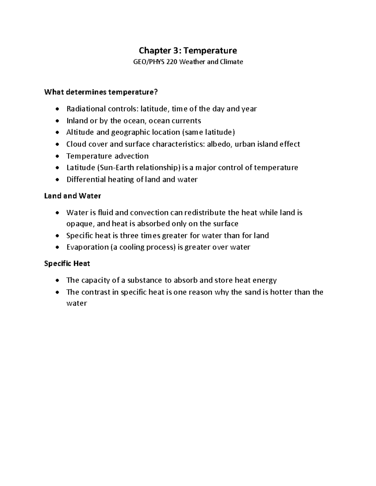 Chapter 3 Temperature - Chapter 3: Temperature GEO/PHYS 220 Weather and ...
