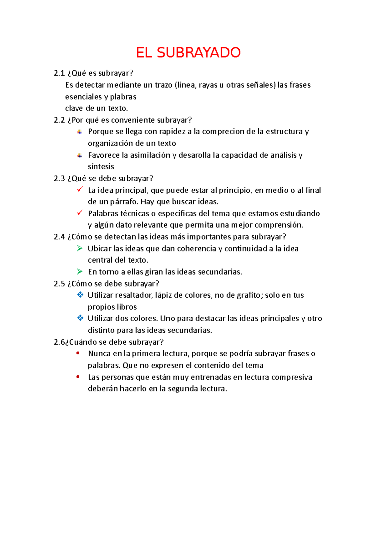 EL Subrayado - EL SUBRAYADO 2 ¿Qué es subrayar? Es detectar mediante un ...