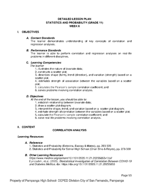 Lesson plan statistics s - Subject: Statistics and Probability Grade ...