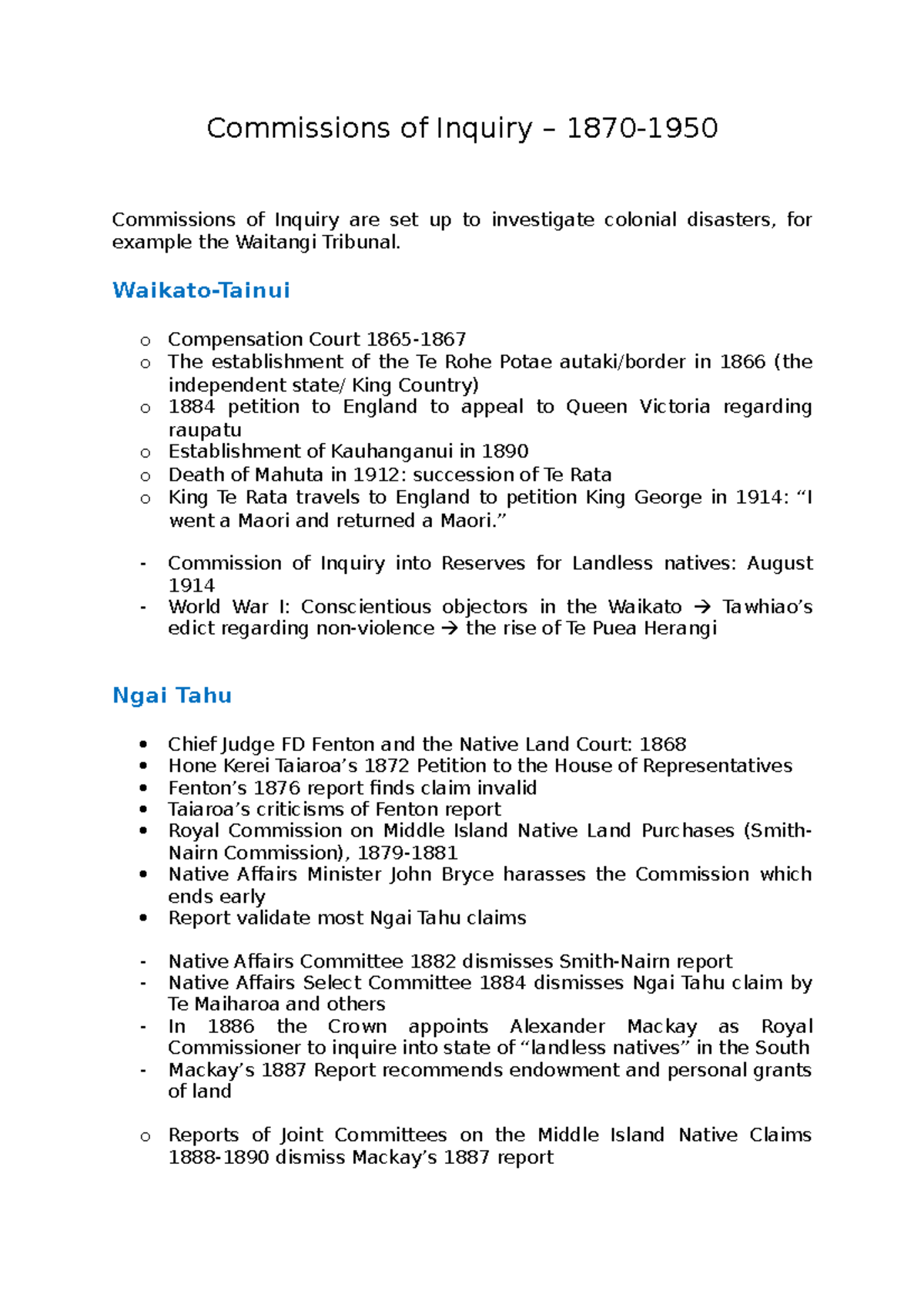 Commissions of Inquiry Notes - Commissions of Inquiry – 1870 ...