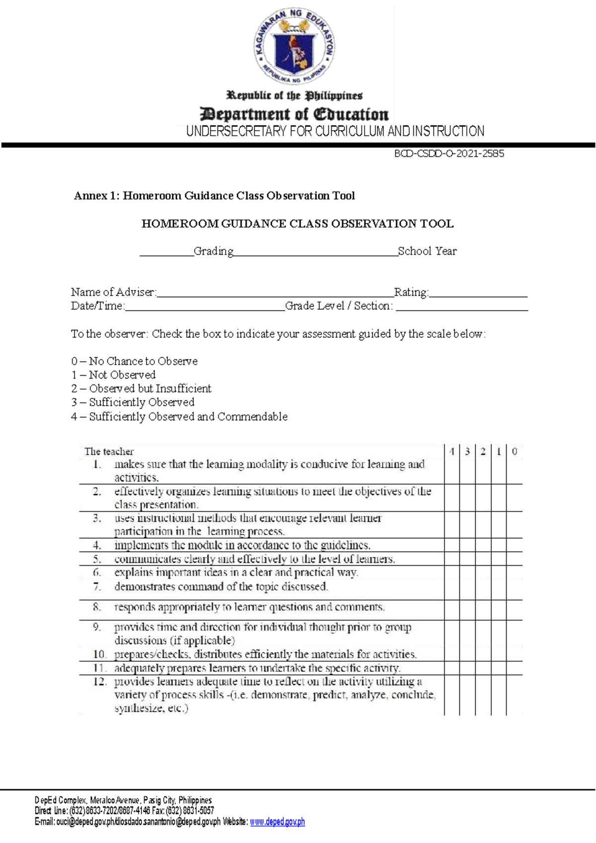HG- Monitoring-TOOL - none - Annex 1: Homeroom Guidance Class ...