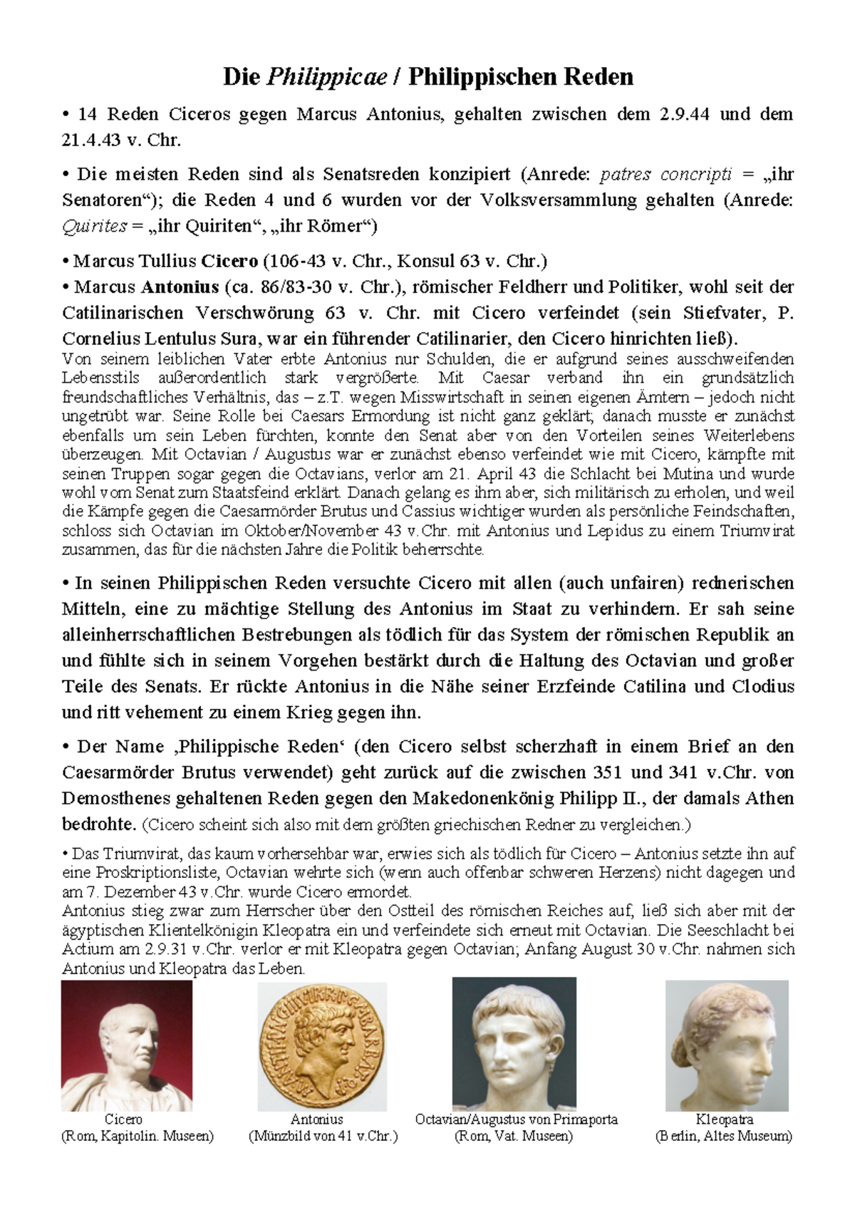 Philippicae - 9 und dem 21.4 v. Chr. • Die meisten Reden sind als ...