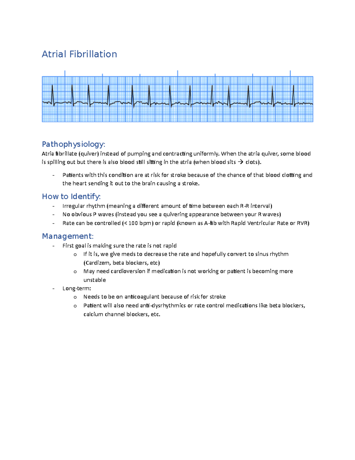 Rhythms - Atrial Fibrillation Pathophysiology: Atria fibrillate (quiver ...