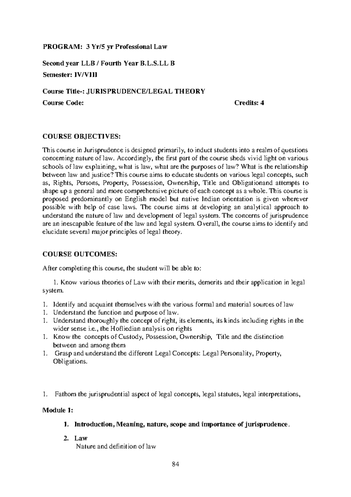 Syllabus 4TH Semester LLB 3 Years - PROGRAM: 3 Yr/5 yr Professional Law ...