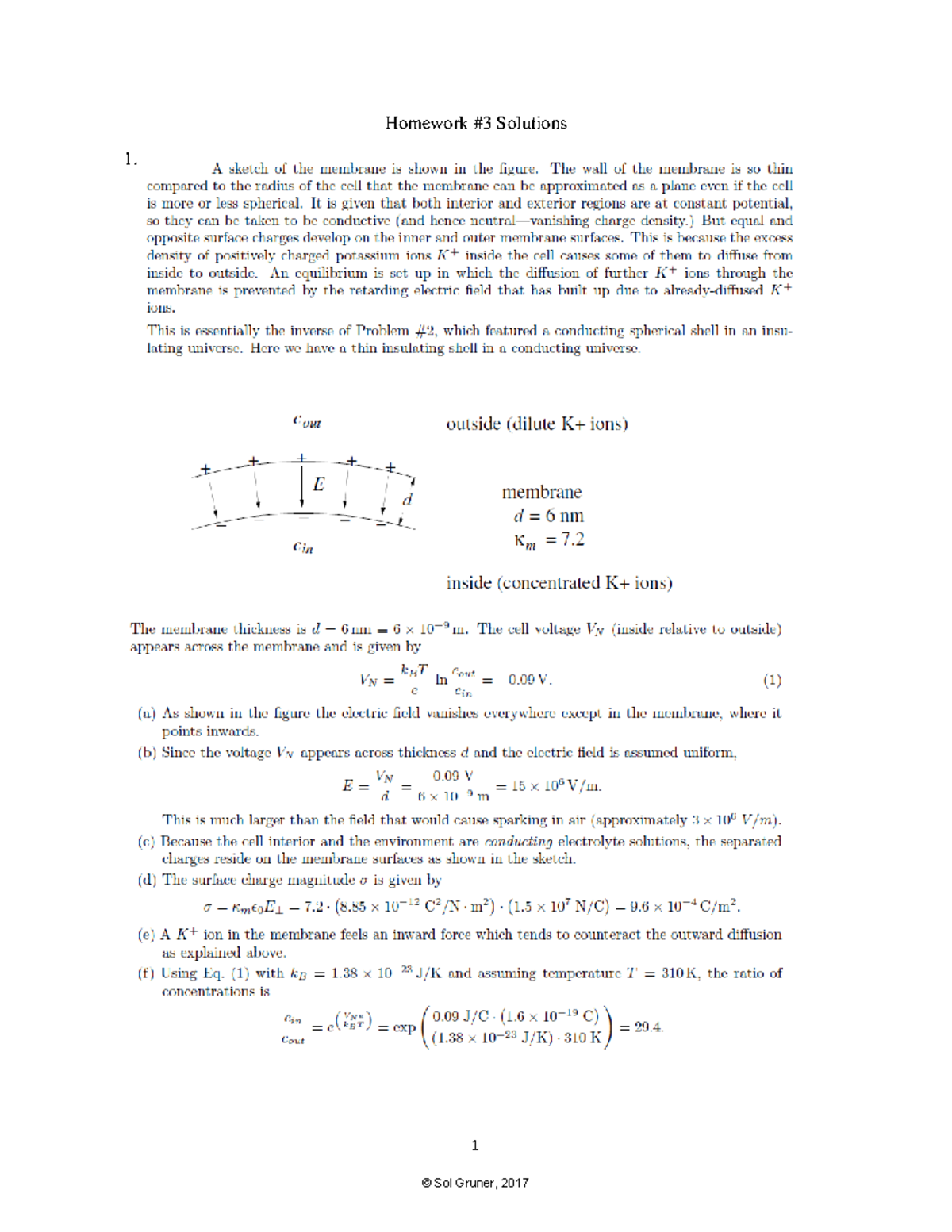 PHYS 2208 HW#3 Solutions S'17 - 1 Homework #3 Solutions 1. 2 (a) The ...