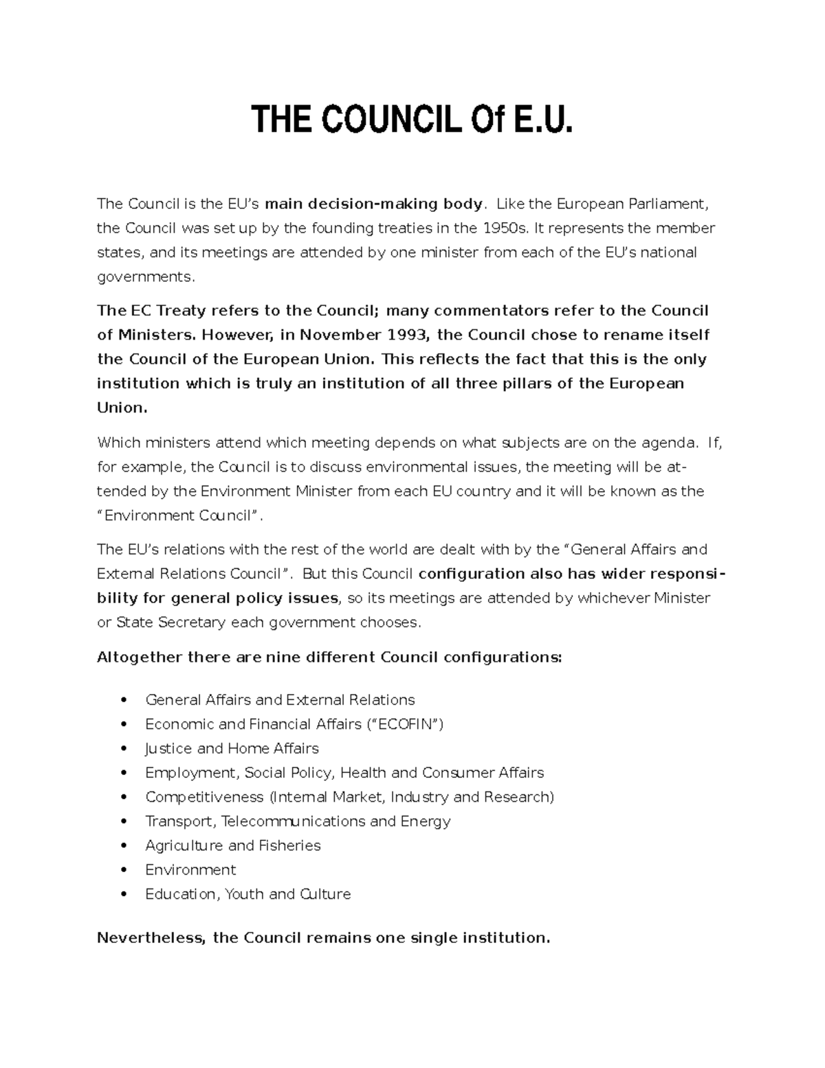 EU LAW Course 8 The Council Of E U THE COUNCIL Of E The Council Is eu-law-course-8-the-council-of-e-u-the-council-of-e-the-council-is