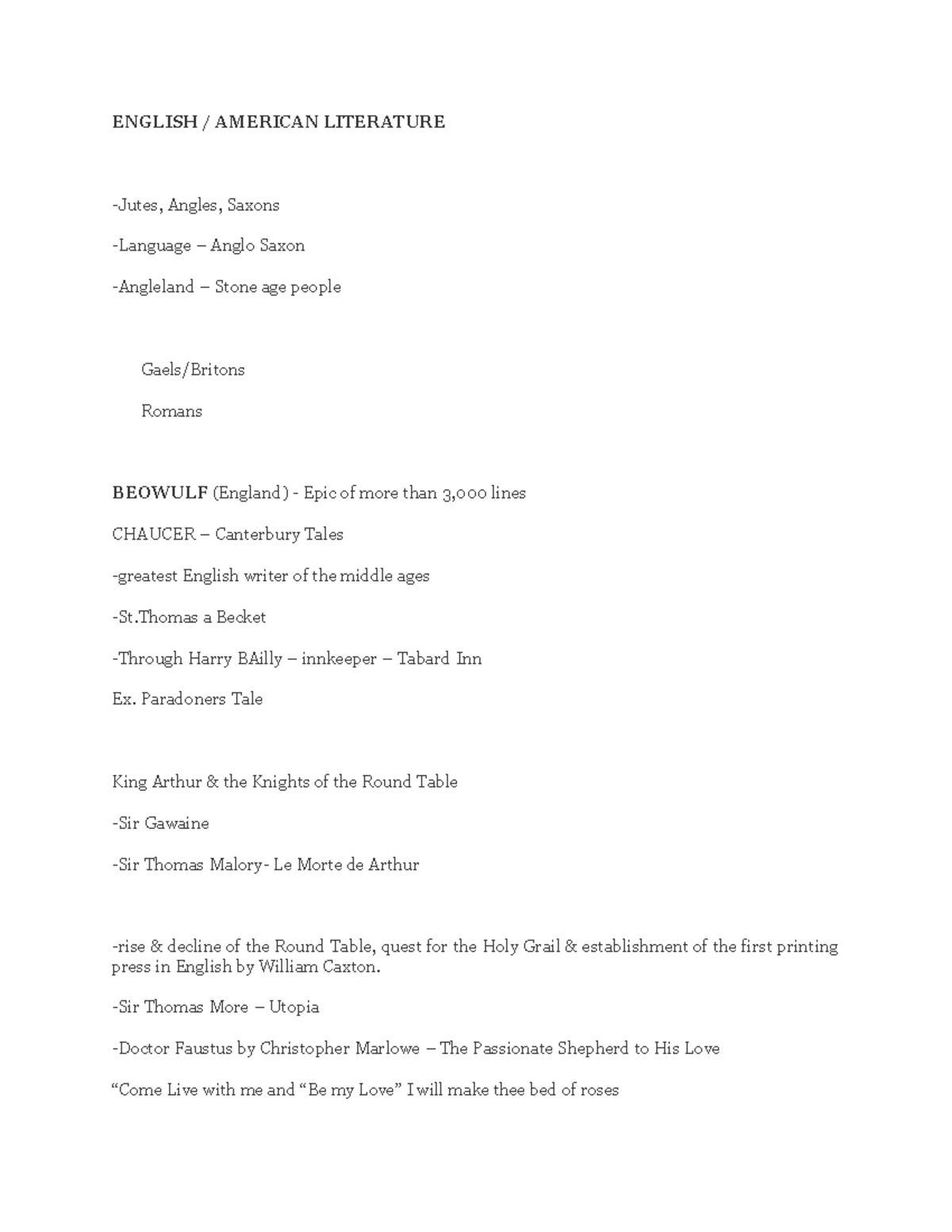 English Literature for BSE - ENGLISH / AMERICAN LITERATURE -Jutes ...