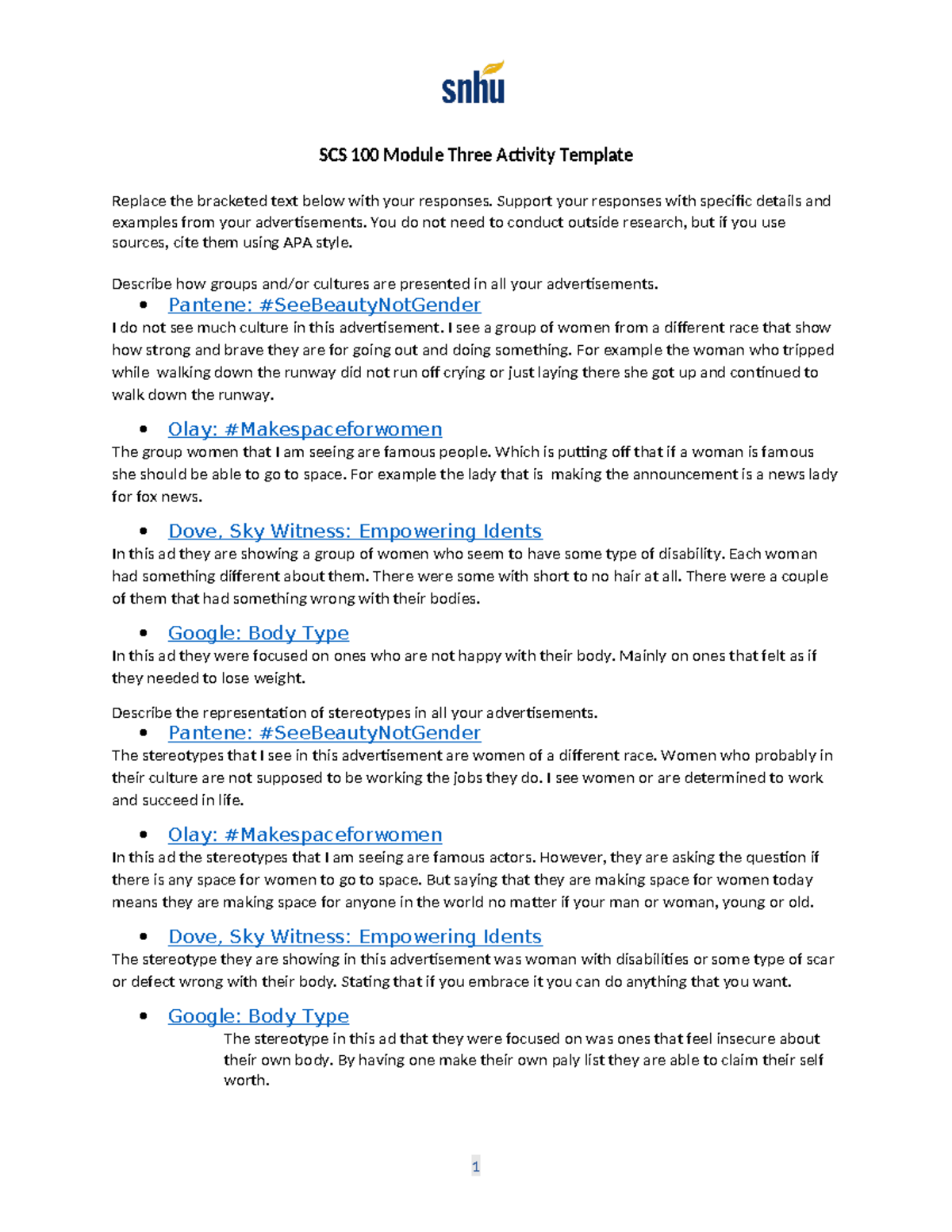 Wk3 - SCS 100 Module Three Activity Template Replace the bracketed text ...
