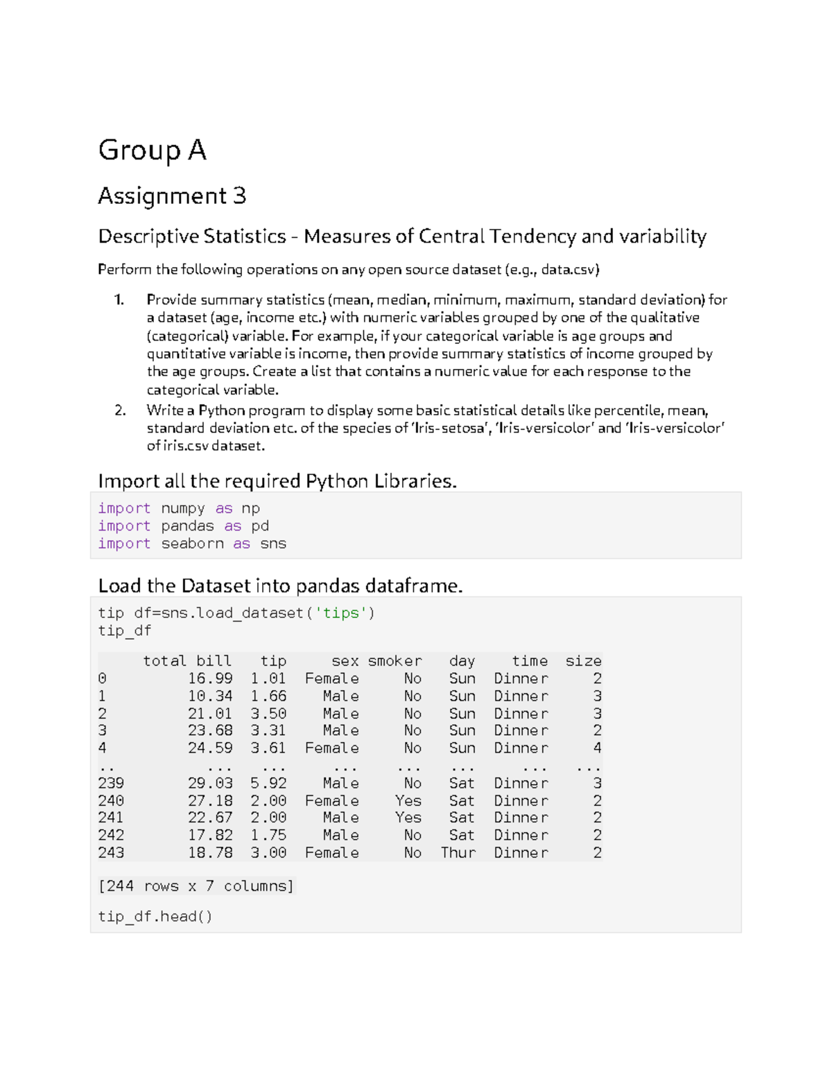 Vertopal.com Group A 3 Descriptive Statistics(2) - Group A Assignment 3 ...