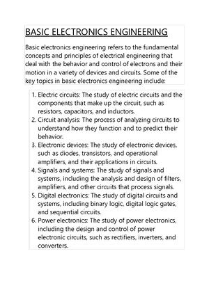 Operational Amplifier - Basic Electronics Engineering - Studocu