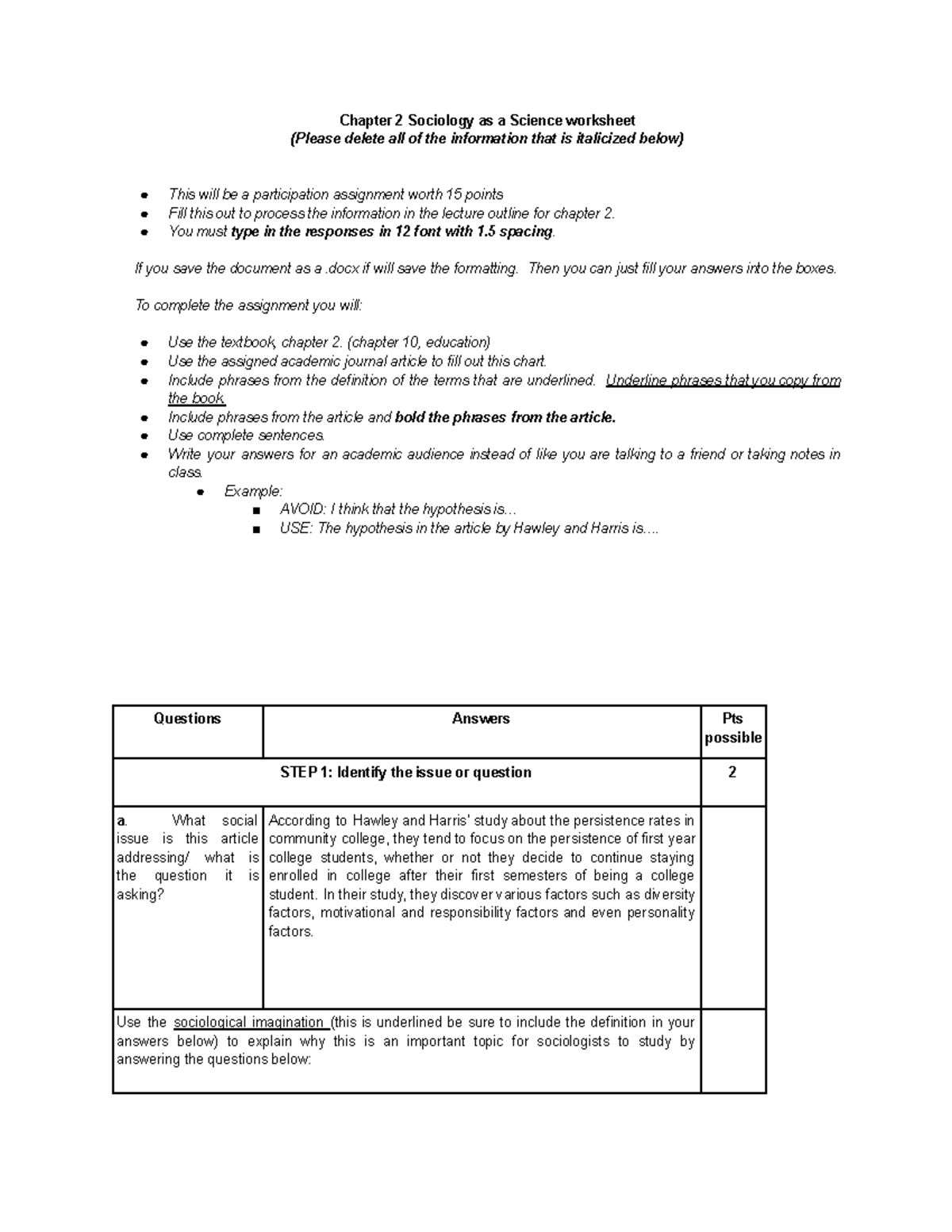 Sociology-Science Worksheet - Chapter 2 Sociology as a Science ...