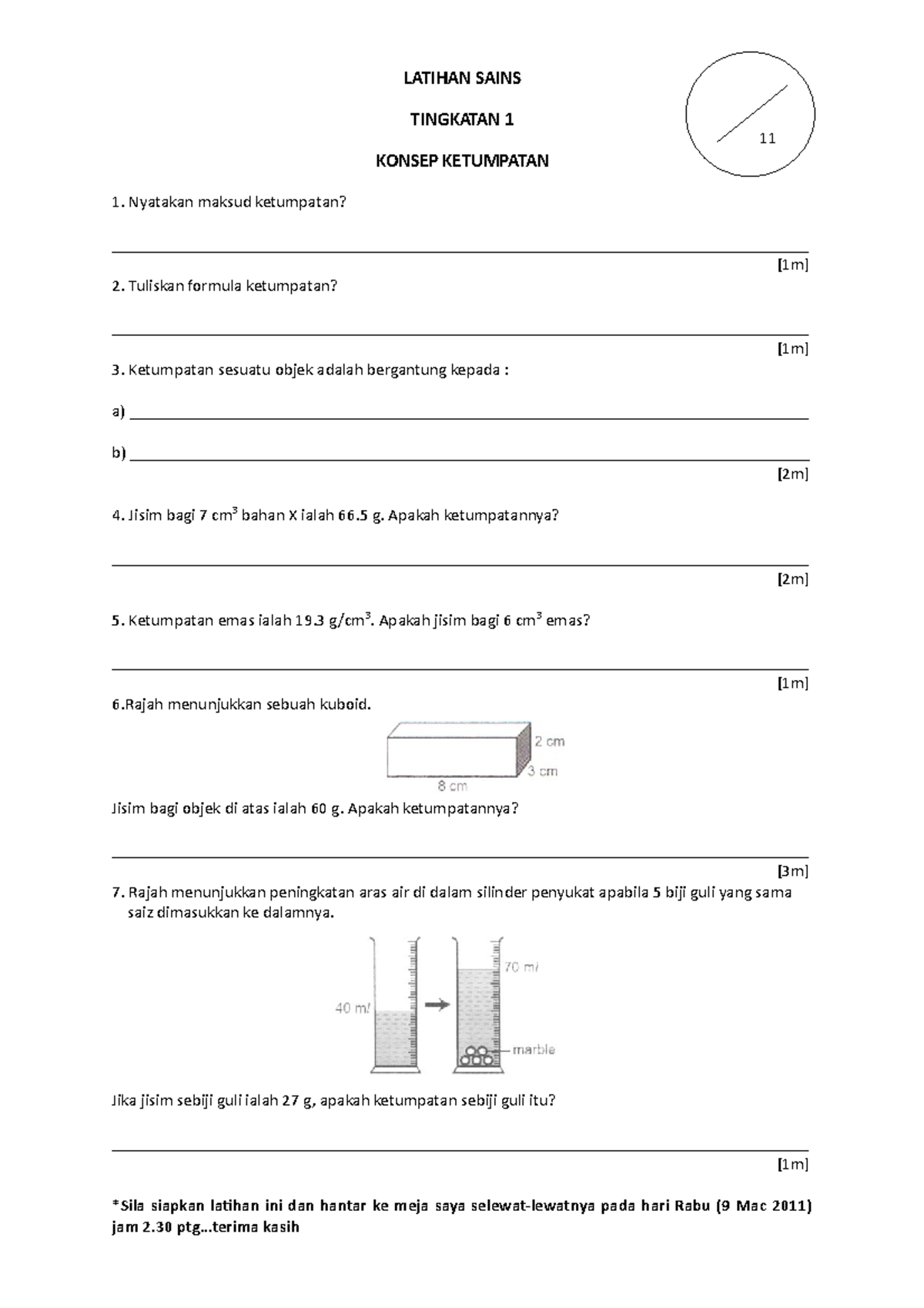 Dokumen - Latihan - LATIHAN SAINS TINGKATAN 1 KONSEP KETUMPATAN ...