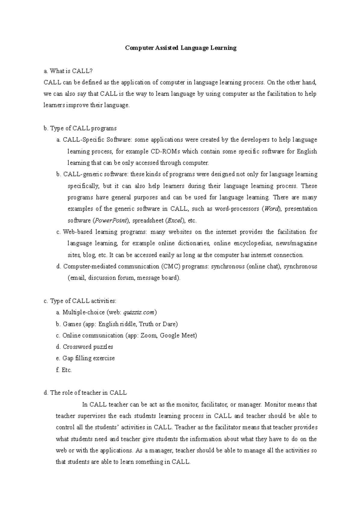 Introduction Of Computer Assiste D Language Learning Call Computer Assisted Language