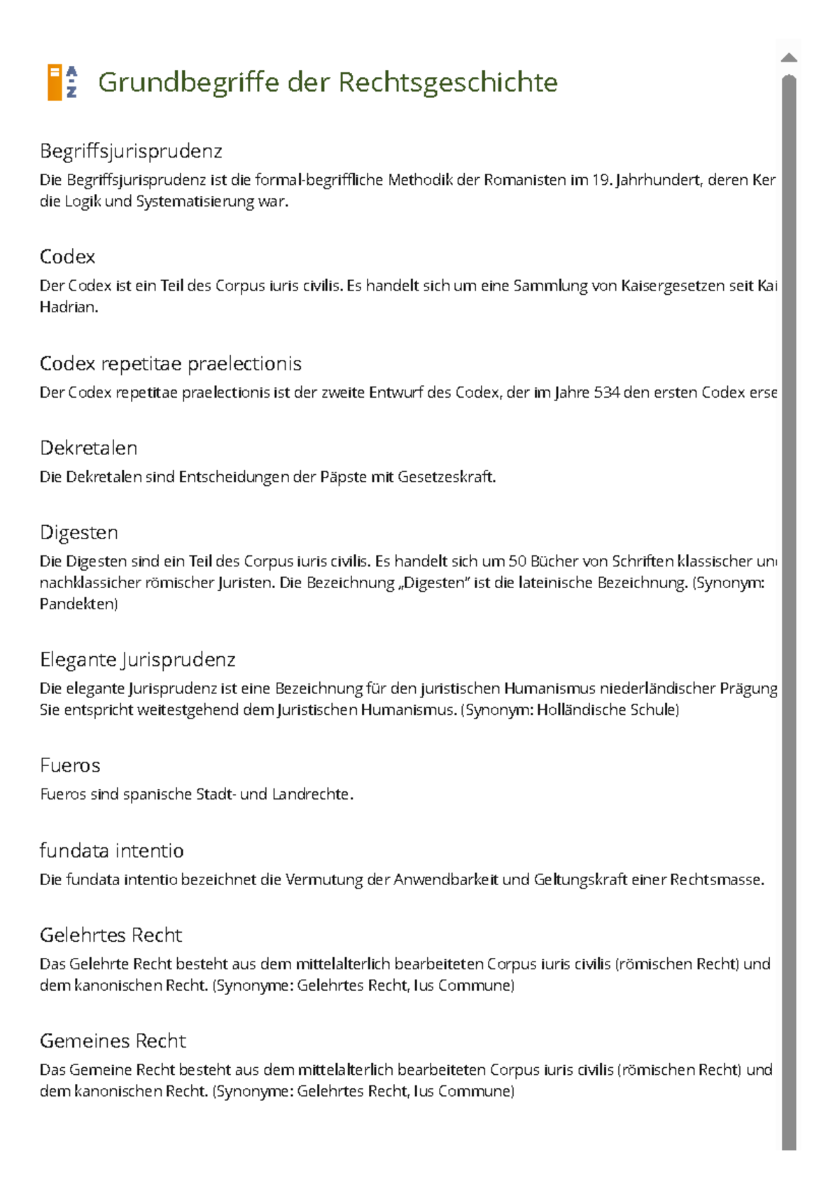 Grundbegriffe der Rechtsgeschichte - Grundbegriffe der Rechtsgeschichte Begriffsjurisprudenz Die ...