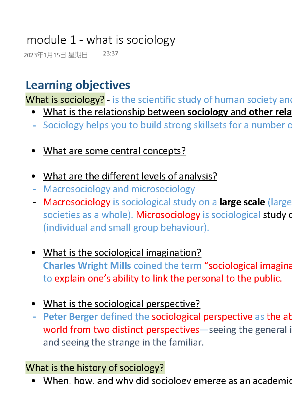 Module 1 - what is sociology - Learning objectives What is sociology ...