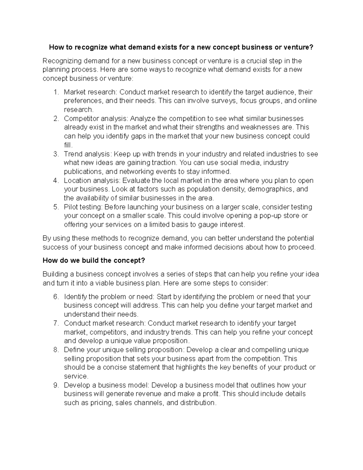 How to recognize what demand exists for a new concept business or ...