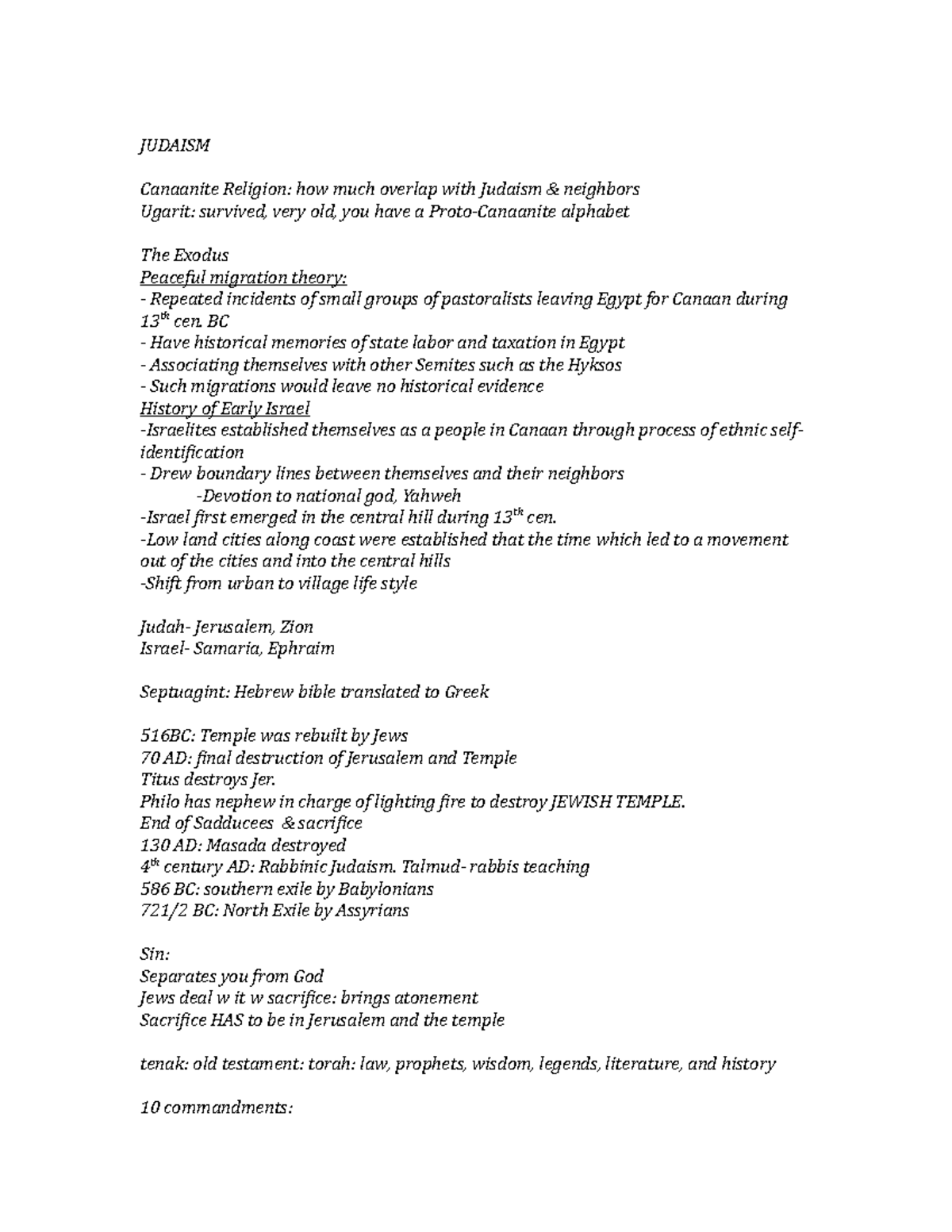 Theology Notes - Lecture on Judaism, Christianity, and Islam taught by ...