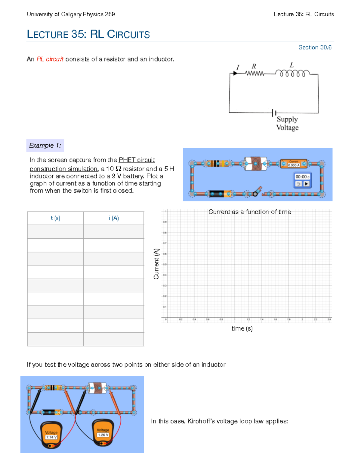 Lecture 35 - notes - University of Calgary Physics 259 Lecture 35: RL ...